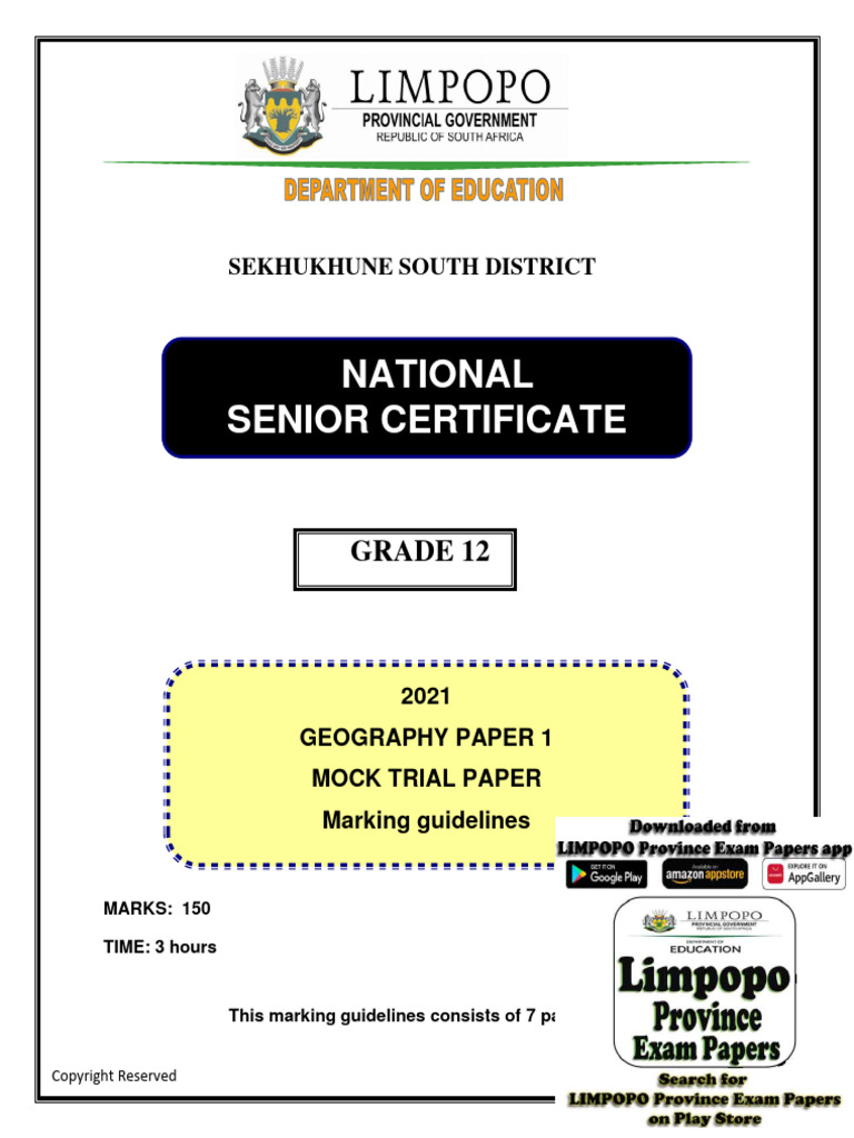 Geography Marking Guidelines Mock 2021 | PDF | Drainage Basin | River