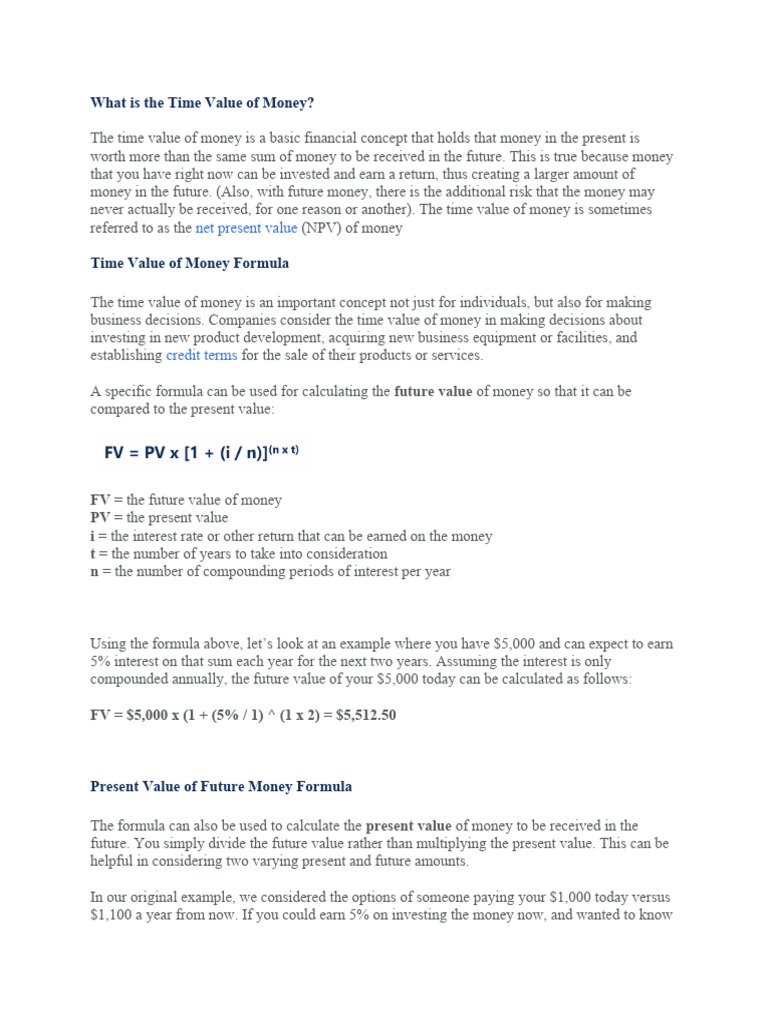 What Is The Time Value of Money | PDF | Time Value Of Money | Present Value