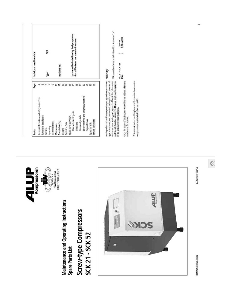 Screw Compresor Alup SCK | PDF