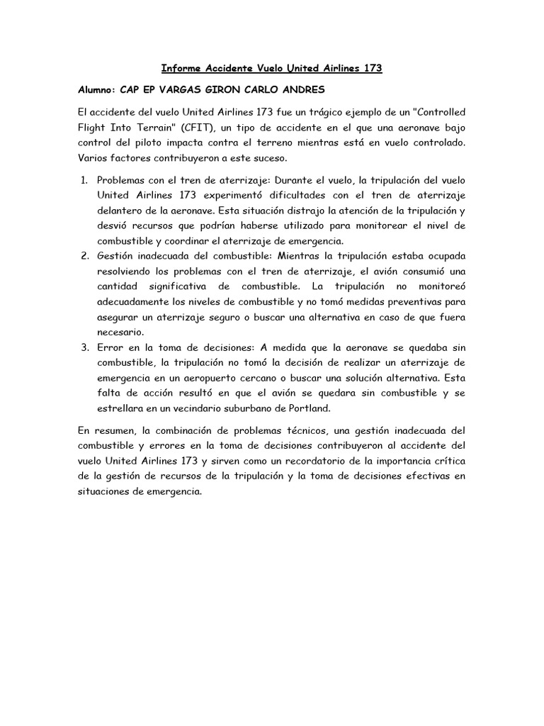 Accidente DC-8 United Airlines Flight 173 - Portland - CAP EP VARGAS ...