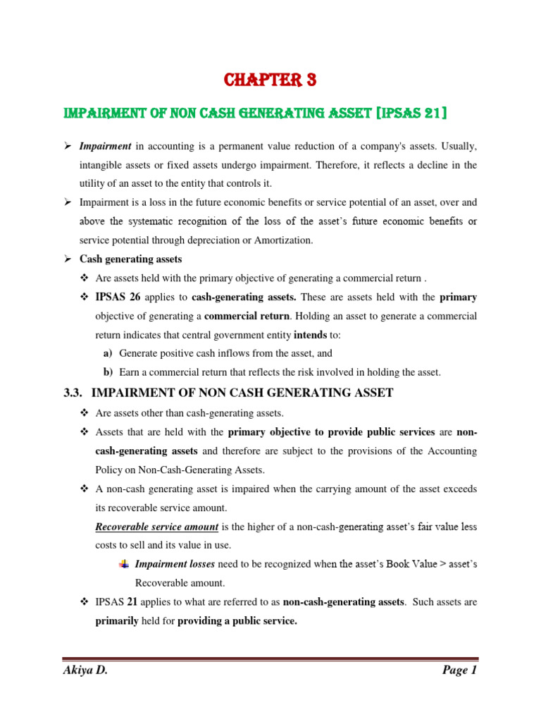 Impairment of Non-Cash Assets IPSAS 21 | PDF | Taxes | Book Value