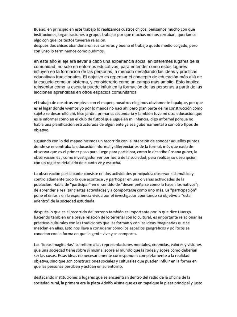 Resumen Practica Docente | PDF | Experiencia | Sociedad