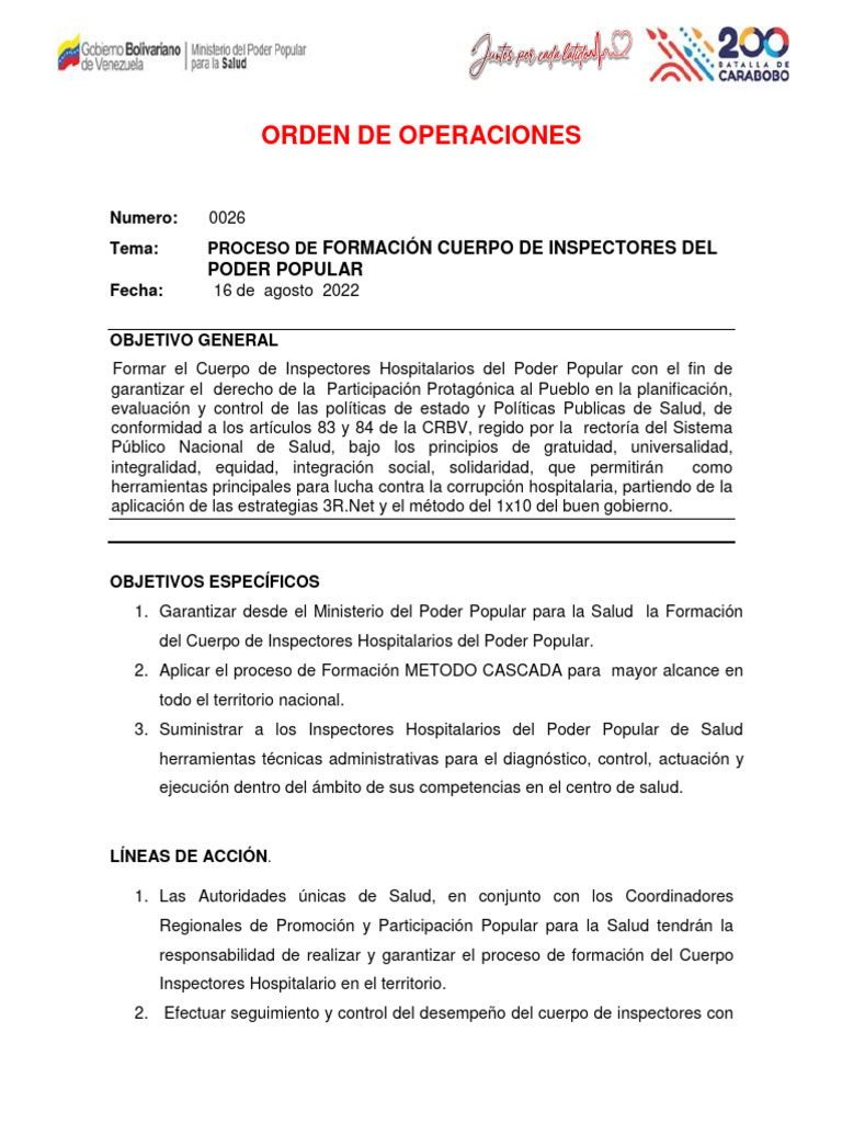 O.P #0026 Proceso de Formacion Cuerpo de Inspectores Del Poder Popular ...