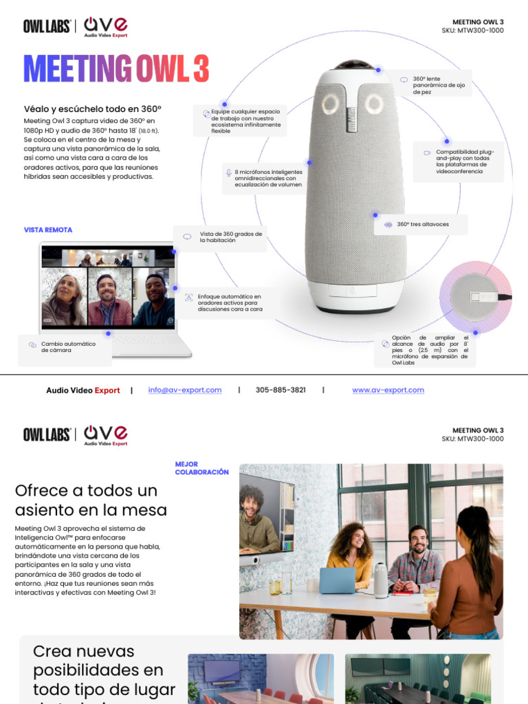 AVE Meeting Owl 3 Espanol | PDF | Micrófono | Altoparlante