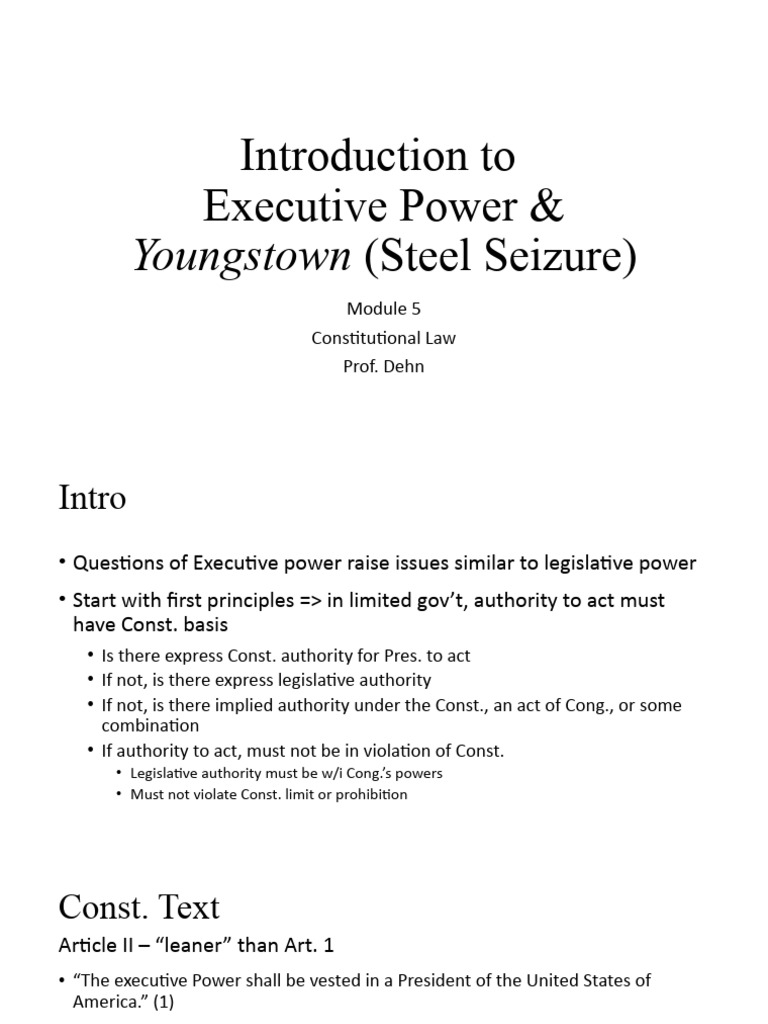 Executive Power and Youngstown Analysis | PDF | Article Two Of The ...