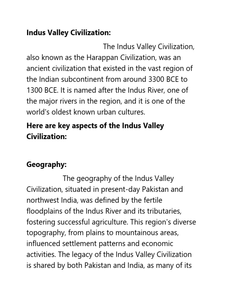 Indus Valley Civilization Overview | PDF | Civilization