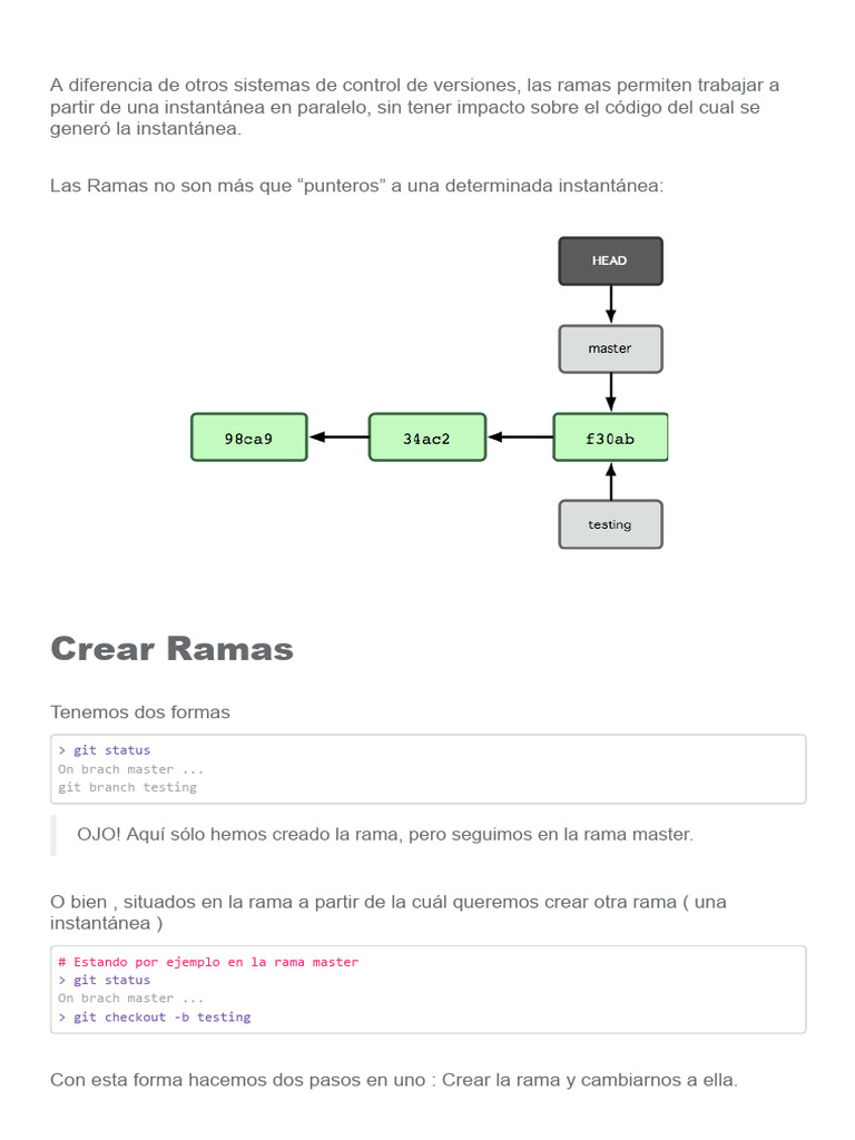 Ramas - Curso de Git, GitHub y Jekyll | PDF | Control de versiones | Informática