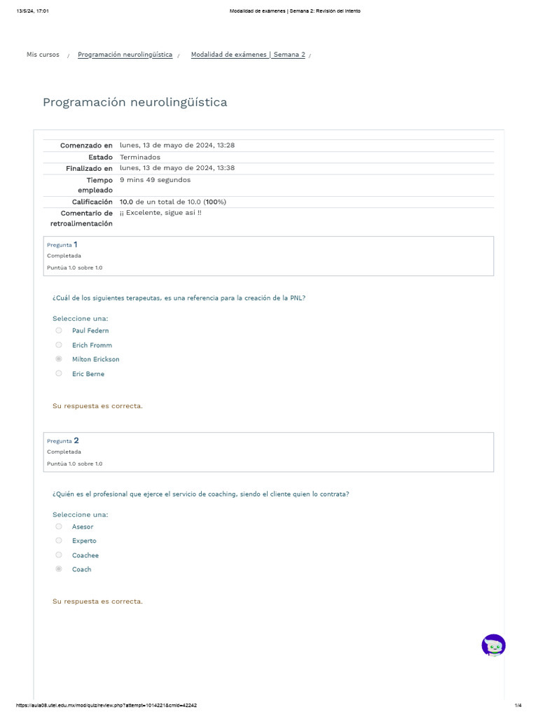 Modalidad de Exámenes - Semana 2 - PROGRAMACION NEUROLINGUISTICA | PDF | Programación ...