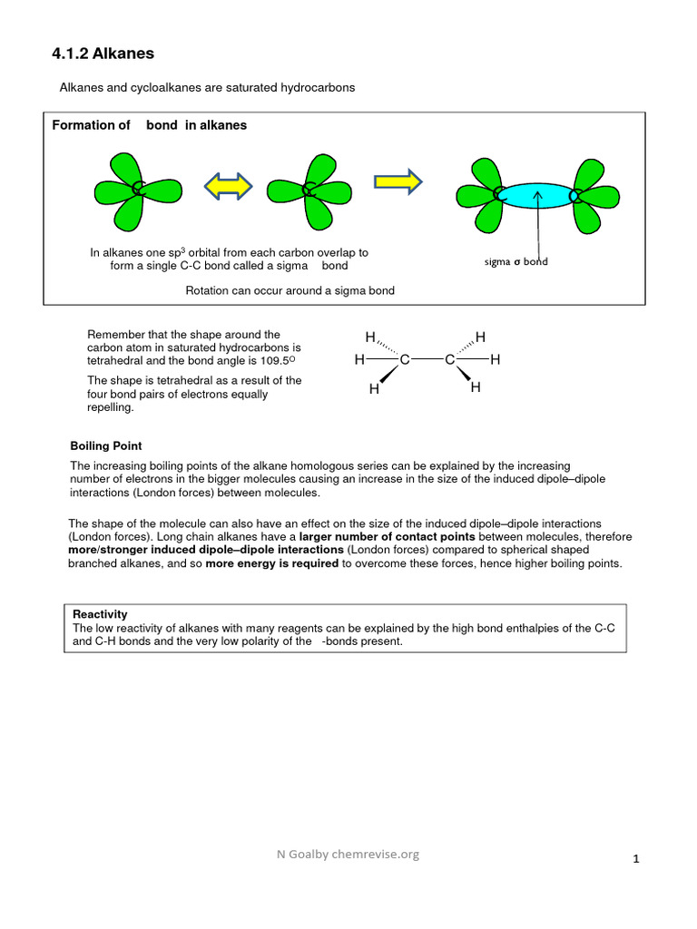 Alkanes: Structure, Boiling Points, and Reactions | PDF | Alkane ...