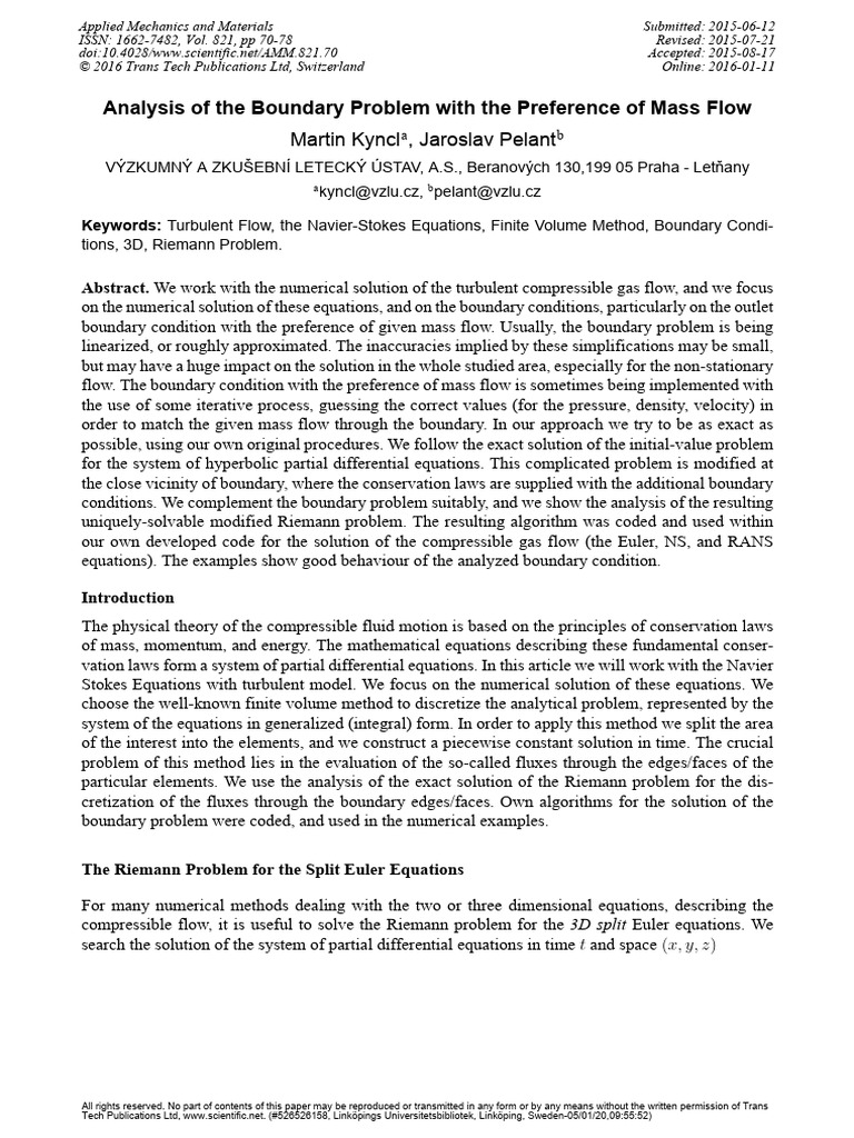 Analysis of The Boundary Problem With The Preference of Mass Flow | PDF ...