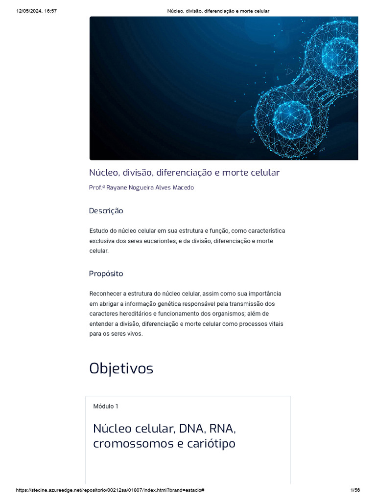Tema 5 Núcleo Divisão Diferenciação E Morte Celular Pdf Mitose