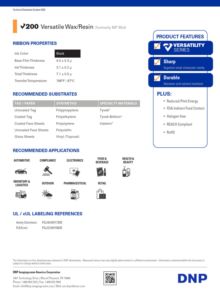 V200 Datasheet | PDF | Materials | Secondary Sector Of The Economy