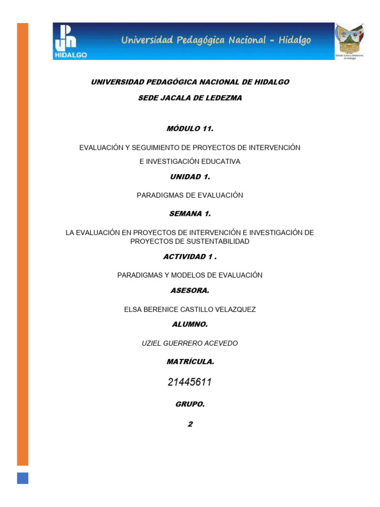 Uga Paradigmas Modelos Evaluacion | PDF | Paradigma | Evaluación