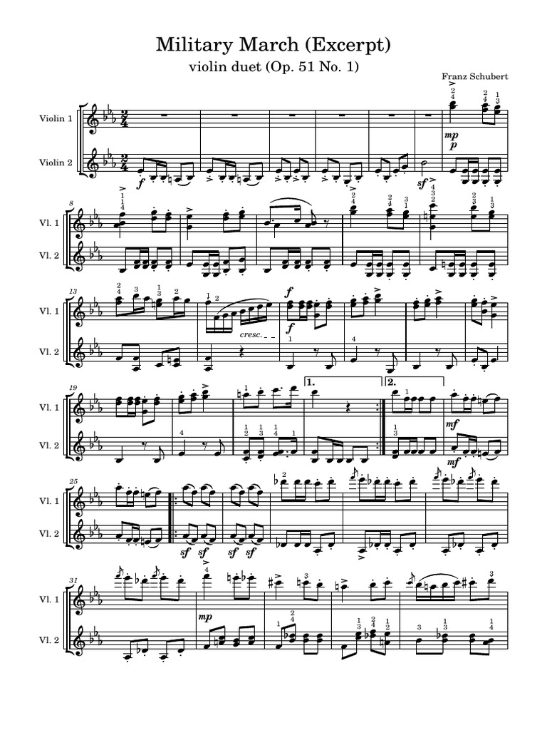 Schubert's Military March for Violin | PDF | Musical Compositions ...