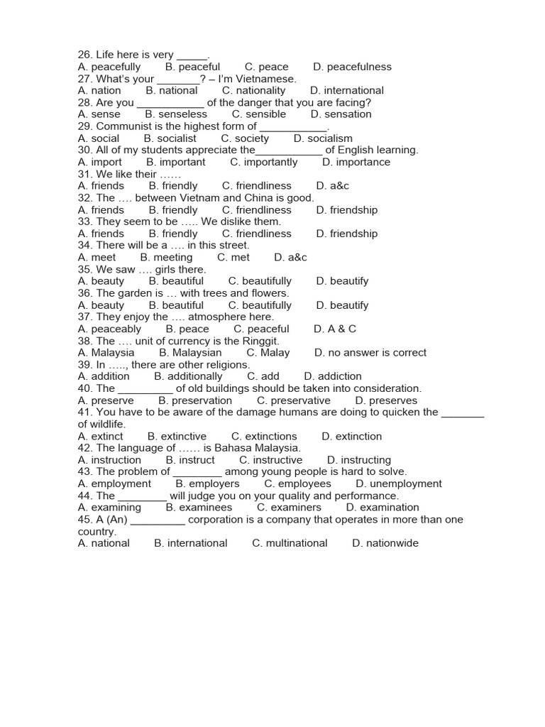 Vocabulary Multiple Choice Quiz | PDF