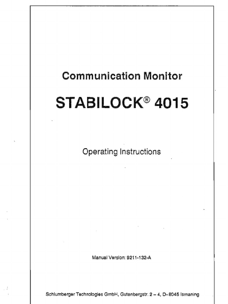 Stabilock 4015 Operators Manual | PDF