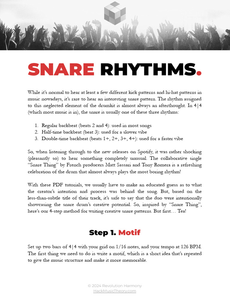 Snare Rhythms PDF | PDF | Drum Kit | Rhythm