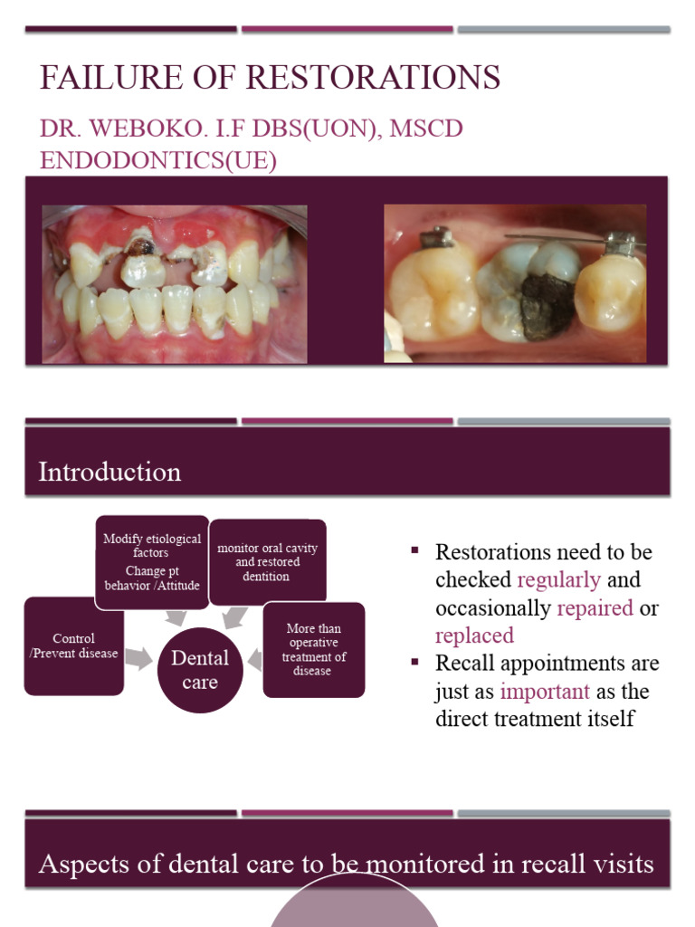 Failure of Restorations | PDF | Dental Composite | Dentistry
