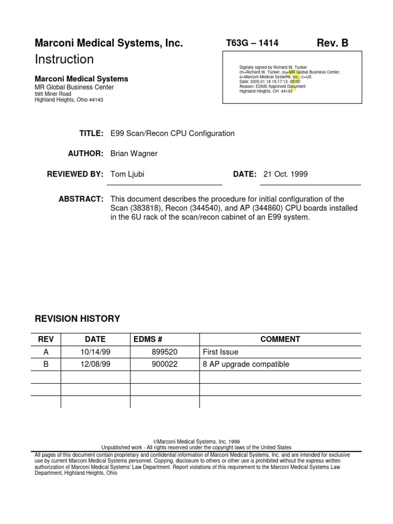 E99 ScanRecon CPU Config t63g1414 | PDF | Booting | Random Access Memory