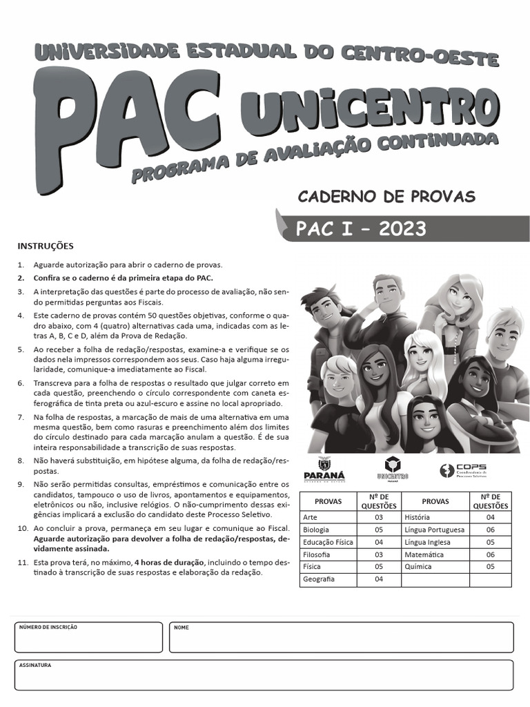 CADERNO DE PROVAS PAC I 2023 65089c038c064 | PDF | Fertilização In ...