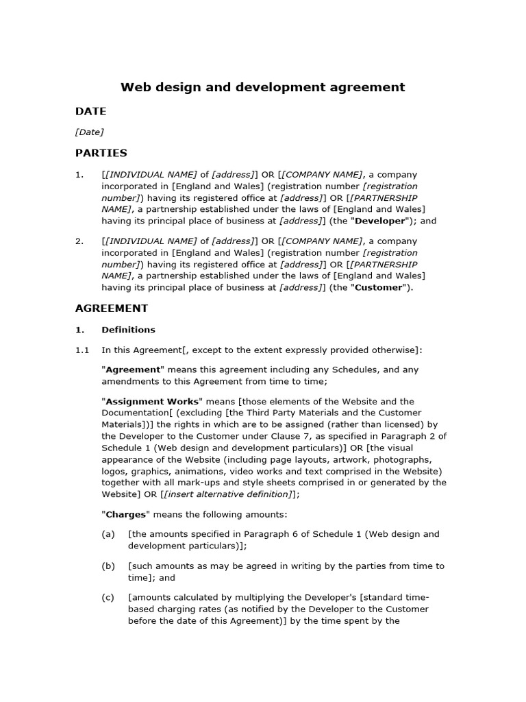 Web Design and Development Agreement | PDF | License | Legal Liability