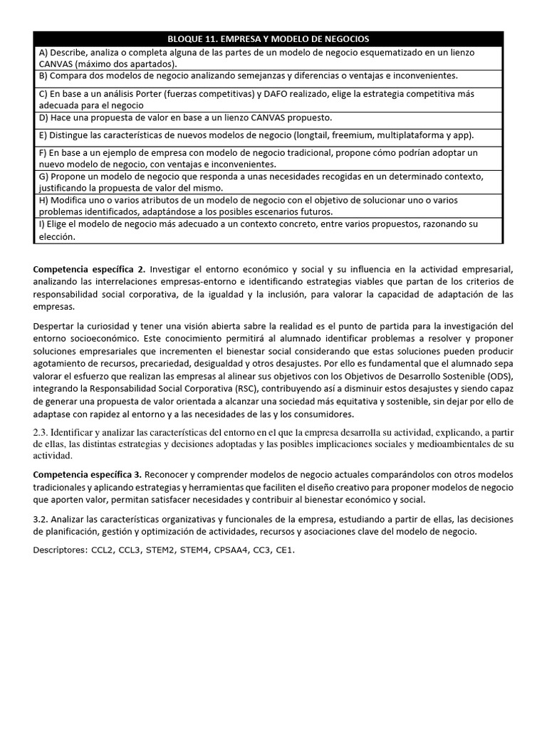 Bloque 11 Modelo de Negocio 1 | Descargar gratis PDF | Modelo de negocio | Business