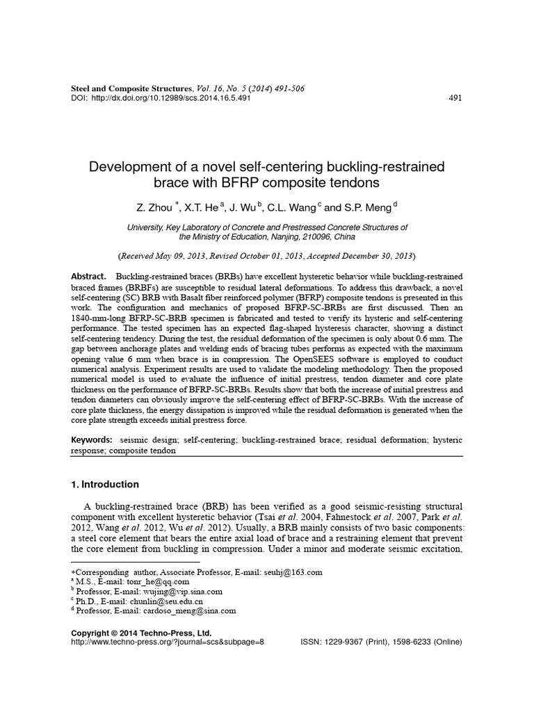 Development of A Novel Self-Centering Buckling-Restrained Brace With ...