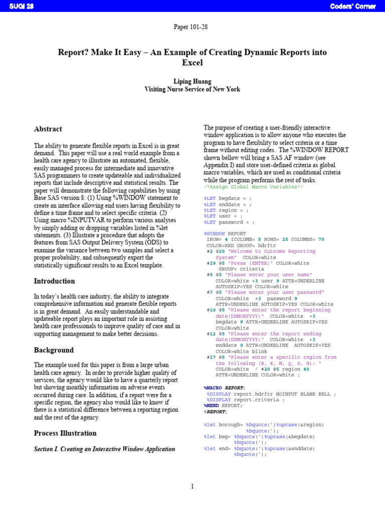 Report? Make It Easy - An Example of Creating Dynamic Reports Into ...