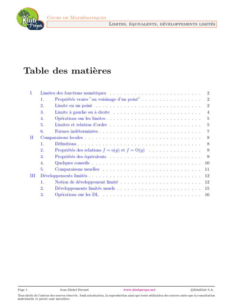 Développements limités en mathématiques | PDF | Limite (mathématiques ...