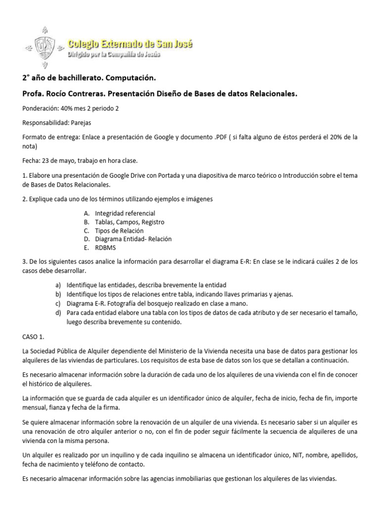 Trabajo Diseño BDR | PDF | Base de datos relacional