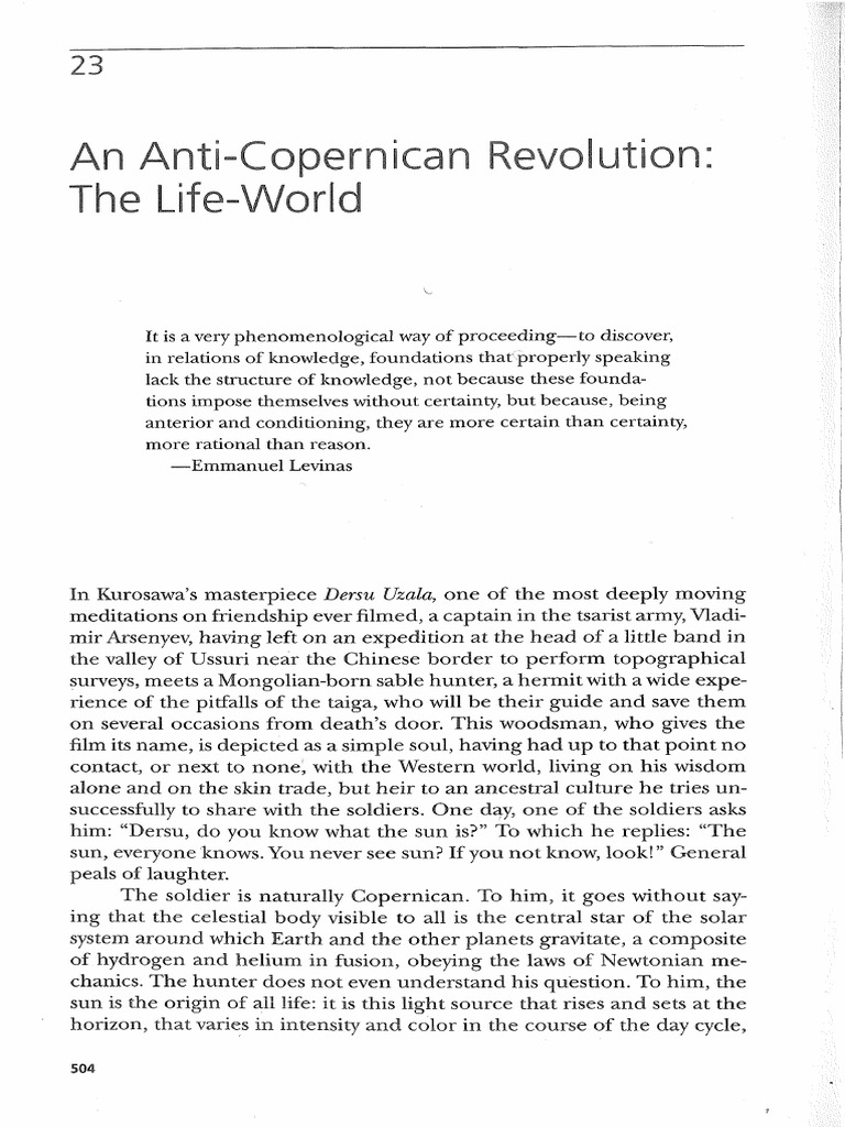 An Anti-Copernican Revolution. The Lifeworld | PDF | Edmund Husserl ...