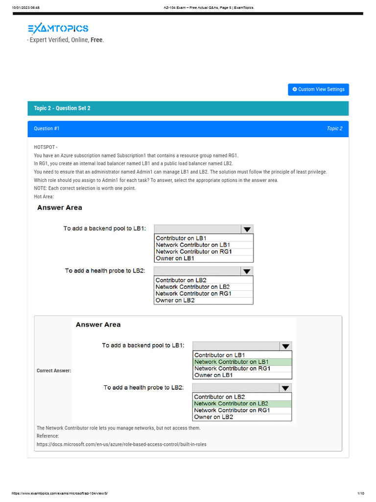 AZ-104 Exam Q&As: Free Practice Test | PDF | Microsoft Azure | Active ...