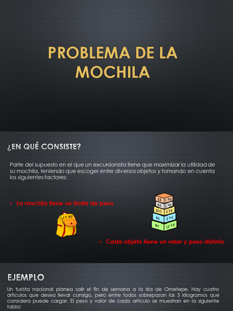 Problema de La Mochila 3.0 | PDF | Algoritmos | Programación dinámica