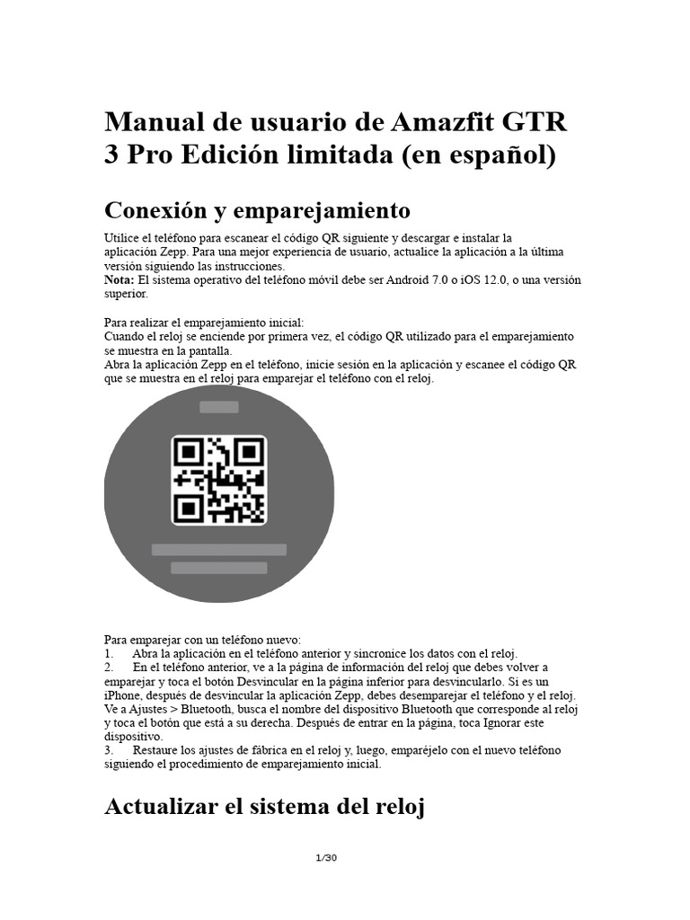 Manual de Usuario Amazfit GTR 3 Pro | PDF | Sistema de Posicionamiento ...