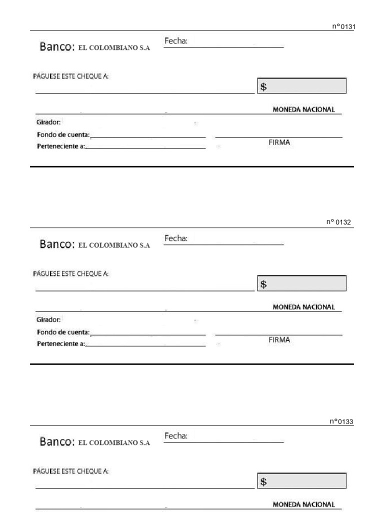 Formato de cheques para contabilidad | PDF