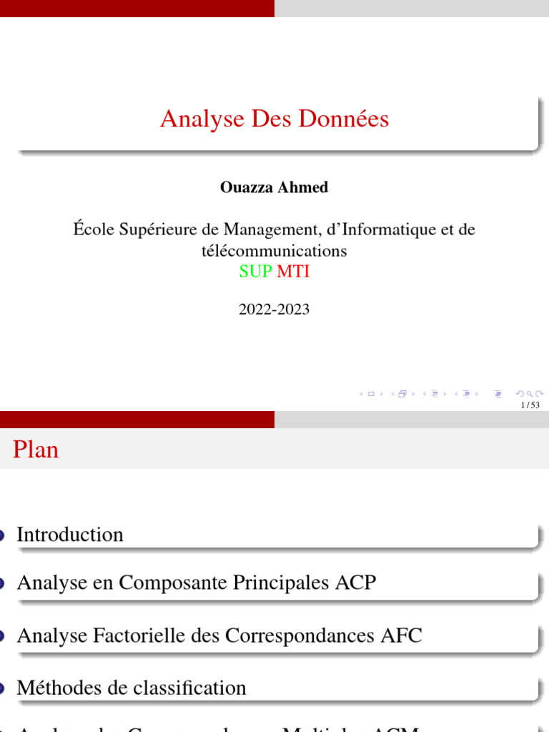 Analyse des Données et ACP | PDF | Analyse des données | Méthode ...
