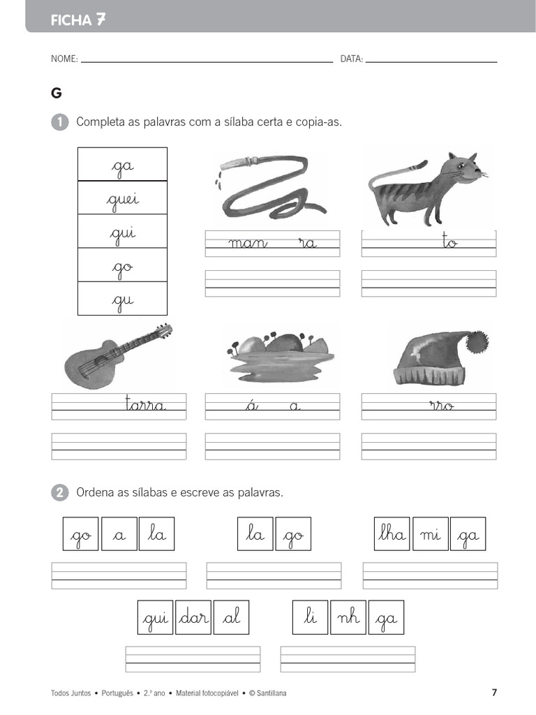 Fichas Caligrafia Ortografia U7 | PDF