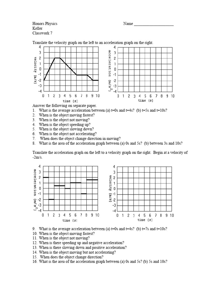Honors Physics Classwork 7b | PDF | Acceleration | Velocity