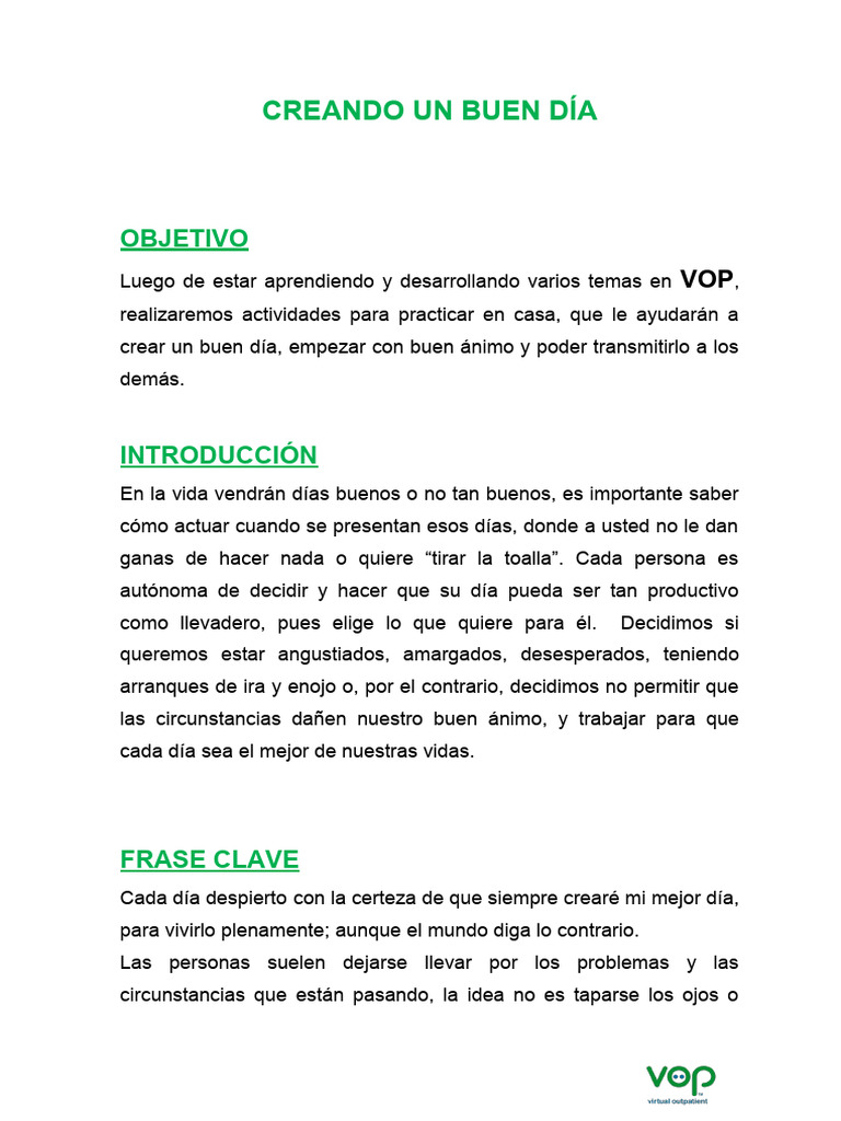 Cómo Crear un Buen Día Cada Mañana | PDF | Estilo de vida