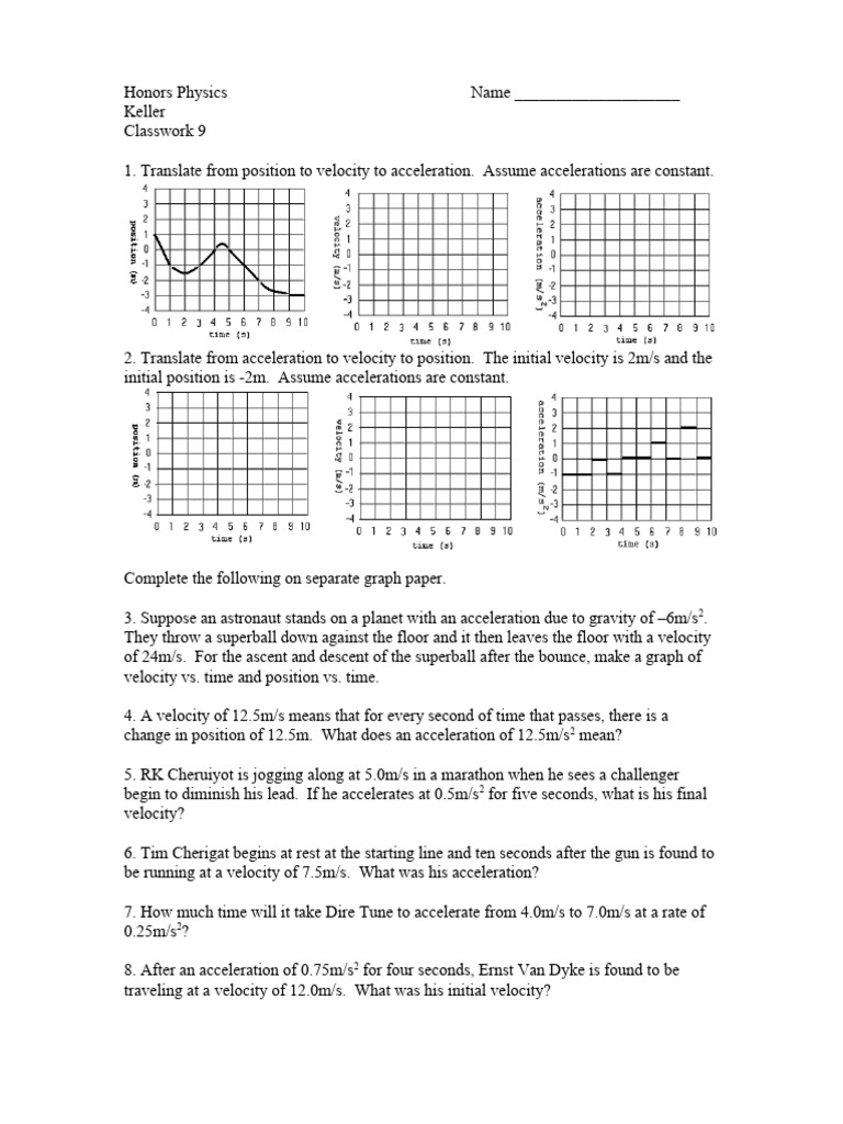 Honors Physics Classwork 9 | PDF | Science & Mathematics