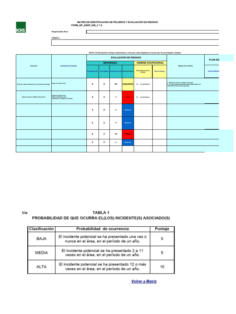 formato matriz iper | PDF | Higiene Ocupacional | Riesgo