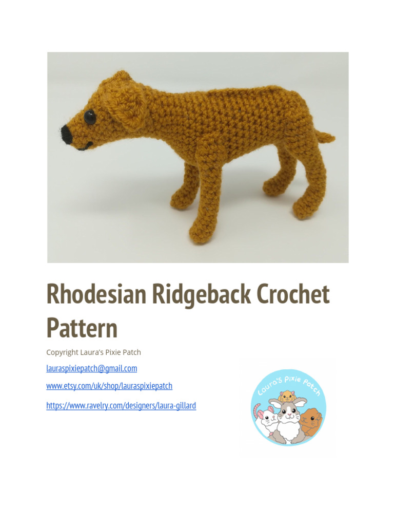 Rhodesian Ridgeback Crochet Pattern | PDF | Crochet | Figured Fabrics