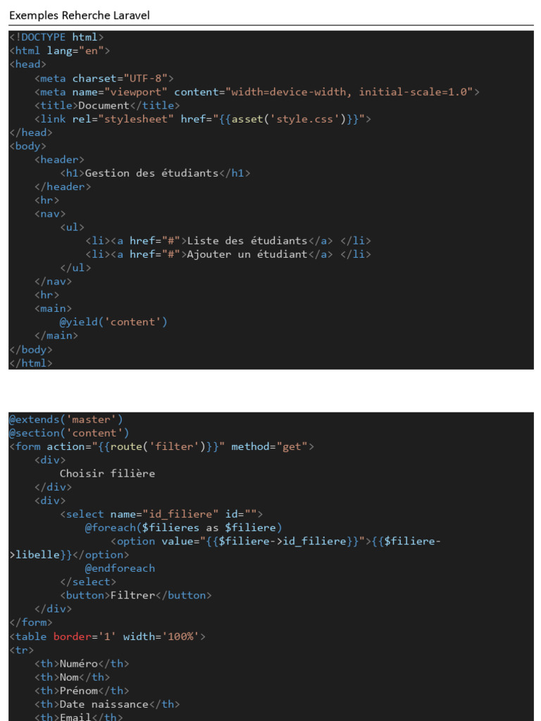 Exemples Reherche Laravel | PDF | Authentication | Cyberspace