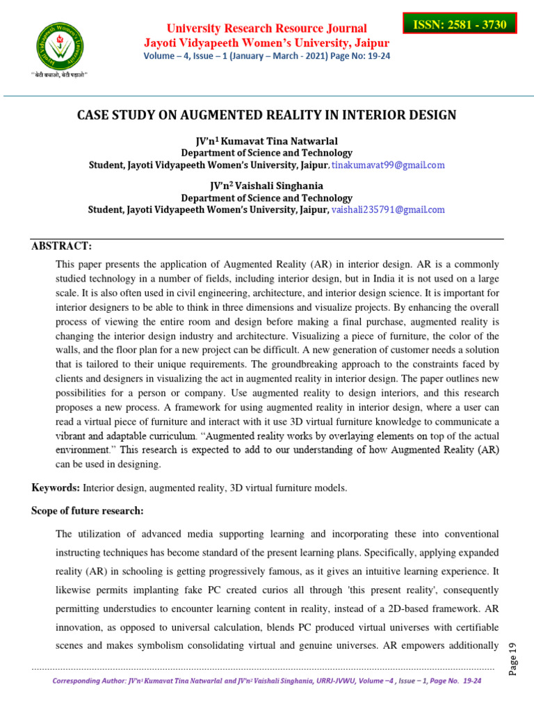 Case Study On Augmented Reality in Interior Design | PDF | Augmented ...