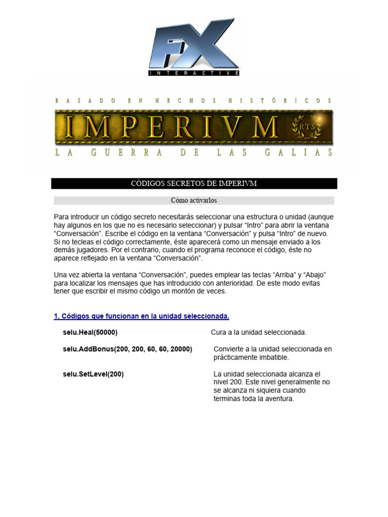 Trucos y Códigos para Imperium 3 | PDF