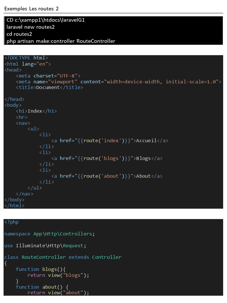Laravel Route Examples and Controller | PDF | Free Software | Software ...