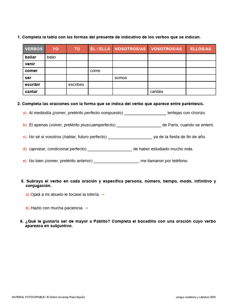 Repaso Conjugación Verbal | PDF | Verbo | Sintaxis