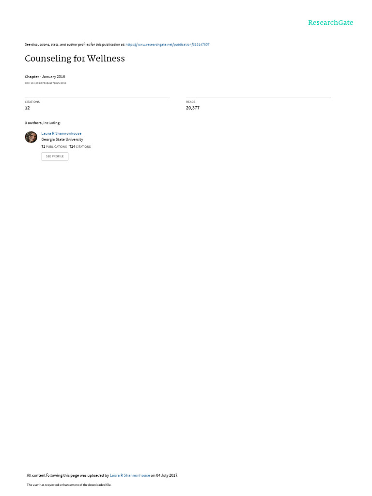 Wellness Counseling Models | PDF | Psychotherapy | Identity (Social ...