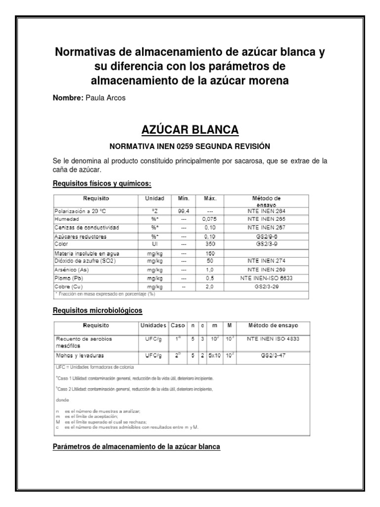 Normativa de Almacenamiento Azúcar Blanca | PDF | Análisis de Riesgo y ...