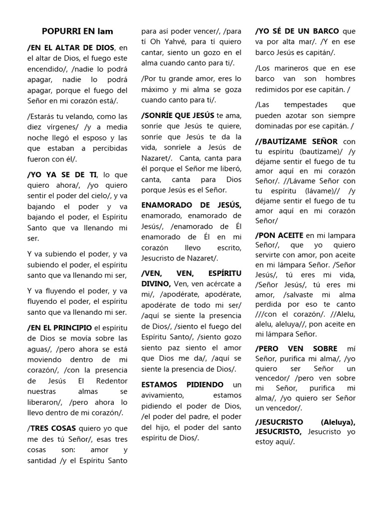 Popurris y Animaciones | PDF | Cristo (título) | Amor